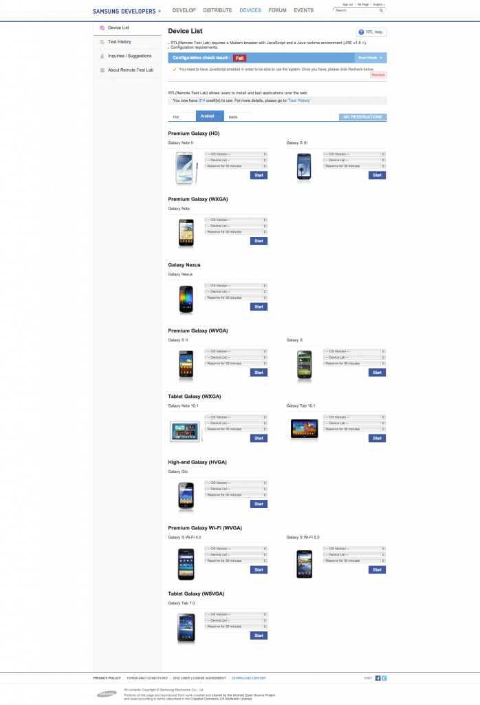 Android-Apps mit dem Samsung Remote Test Lab testen